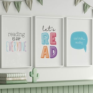 Lets Read Wall Art for Kids Book Nook Reading Corner Quote Playroom ...