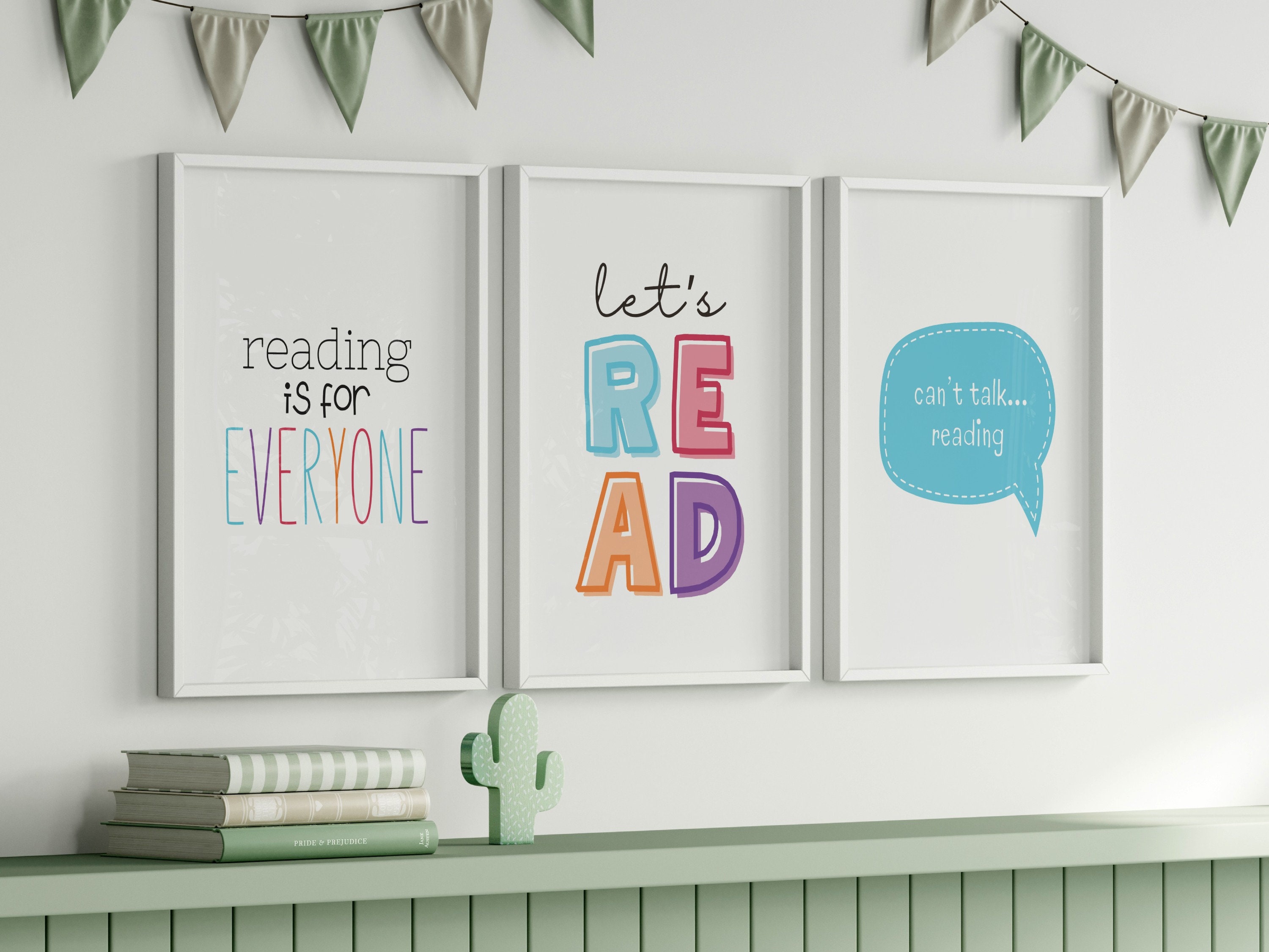 Lets Read Wall Art for Kids Book Nook Reading Corner Quote Playroom ...