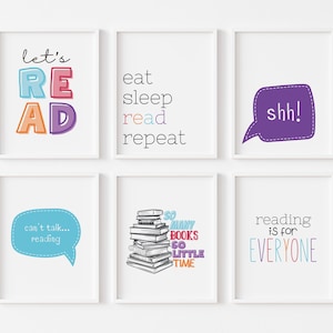 Kids Book Nook Set of 6 Prints, Reading Nook Wall Art, Reading Corner ...