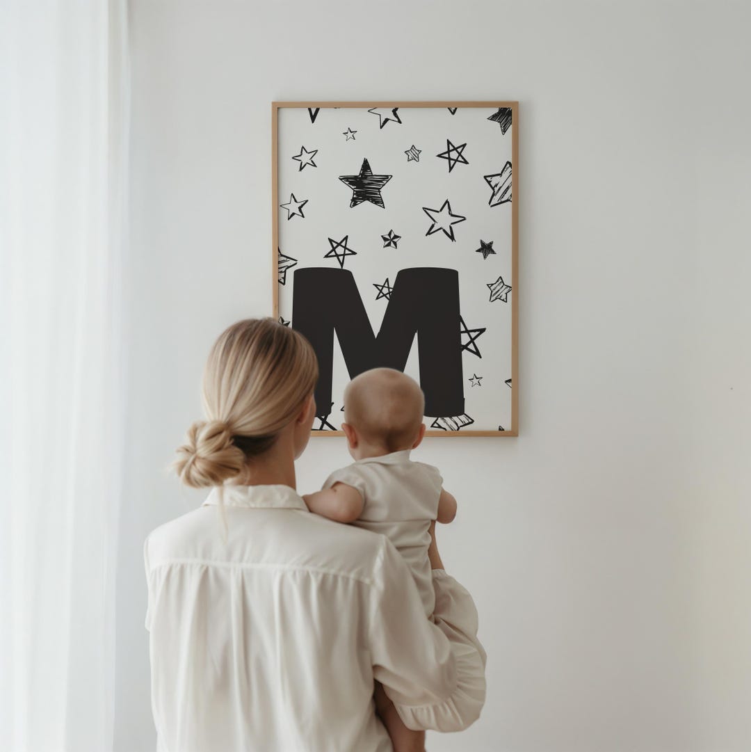 Letter M Wall Art, Kids Room Printable Alphabet Letter, Neutral Nursery ...