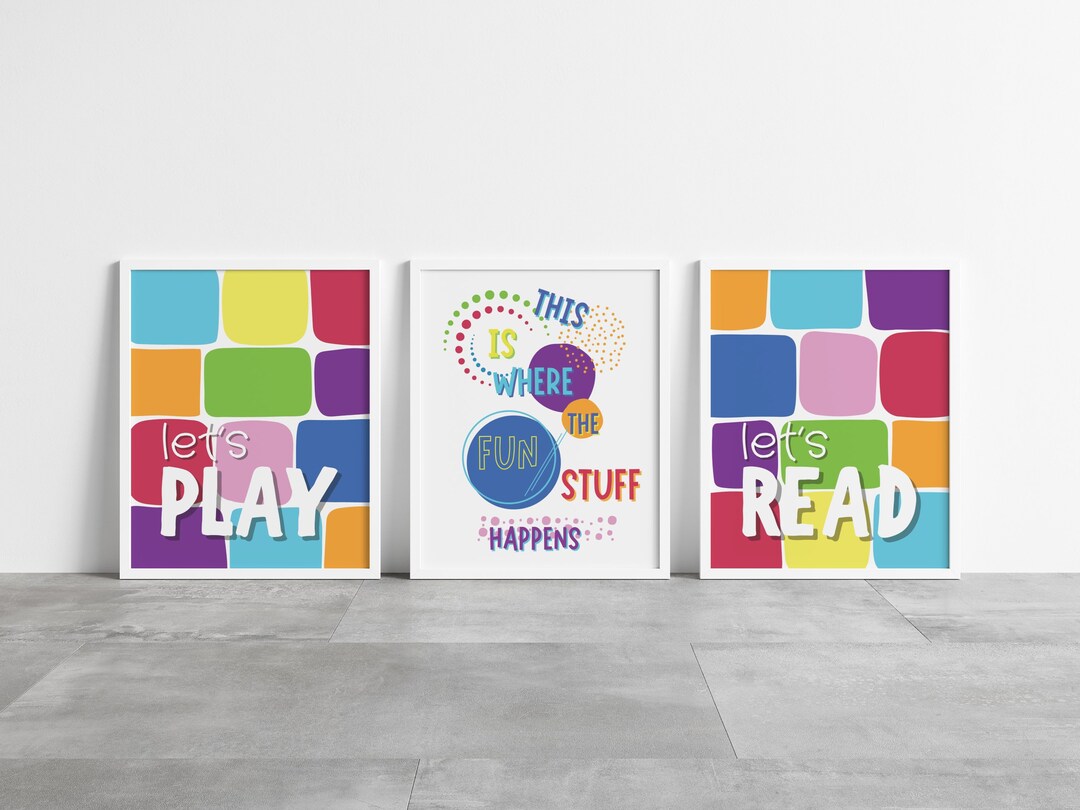 Playroom Posters Printable Wall Art Set of 3, Gender Neutral Let’s Play ...