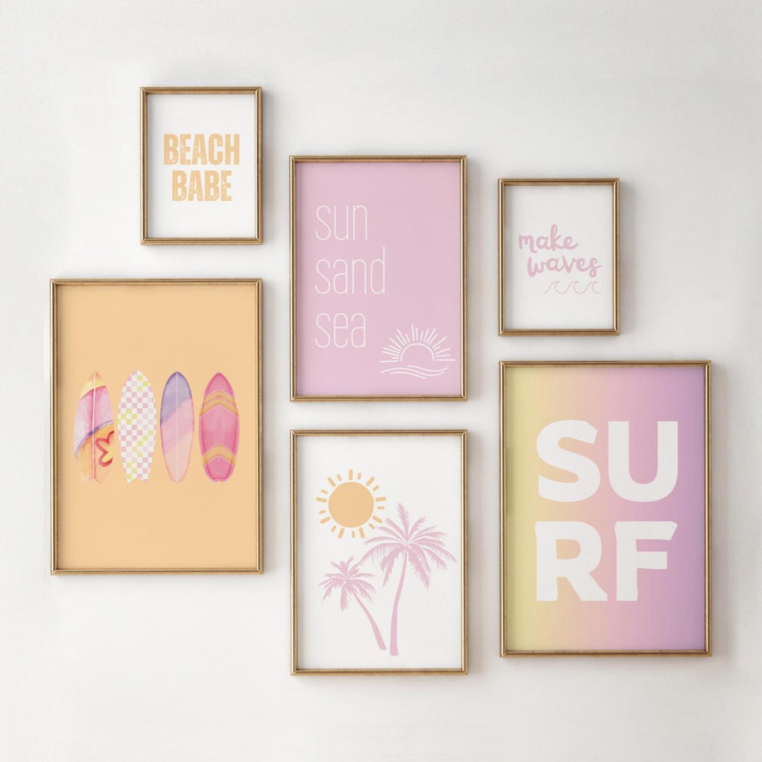 Surf Gallery Wall Art, Set of 6 Prints, Surf Nursery Decor, Surf Prints ...