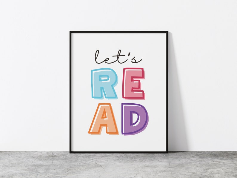 Lets Read Wall Art for Kids Book Nook Reading Corner Quote Playroom ...