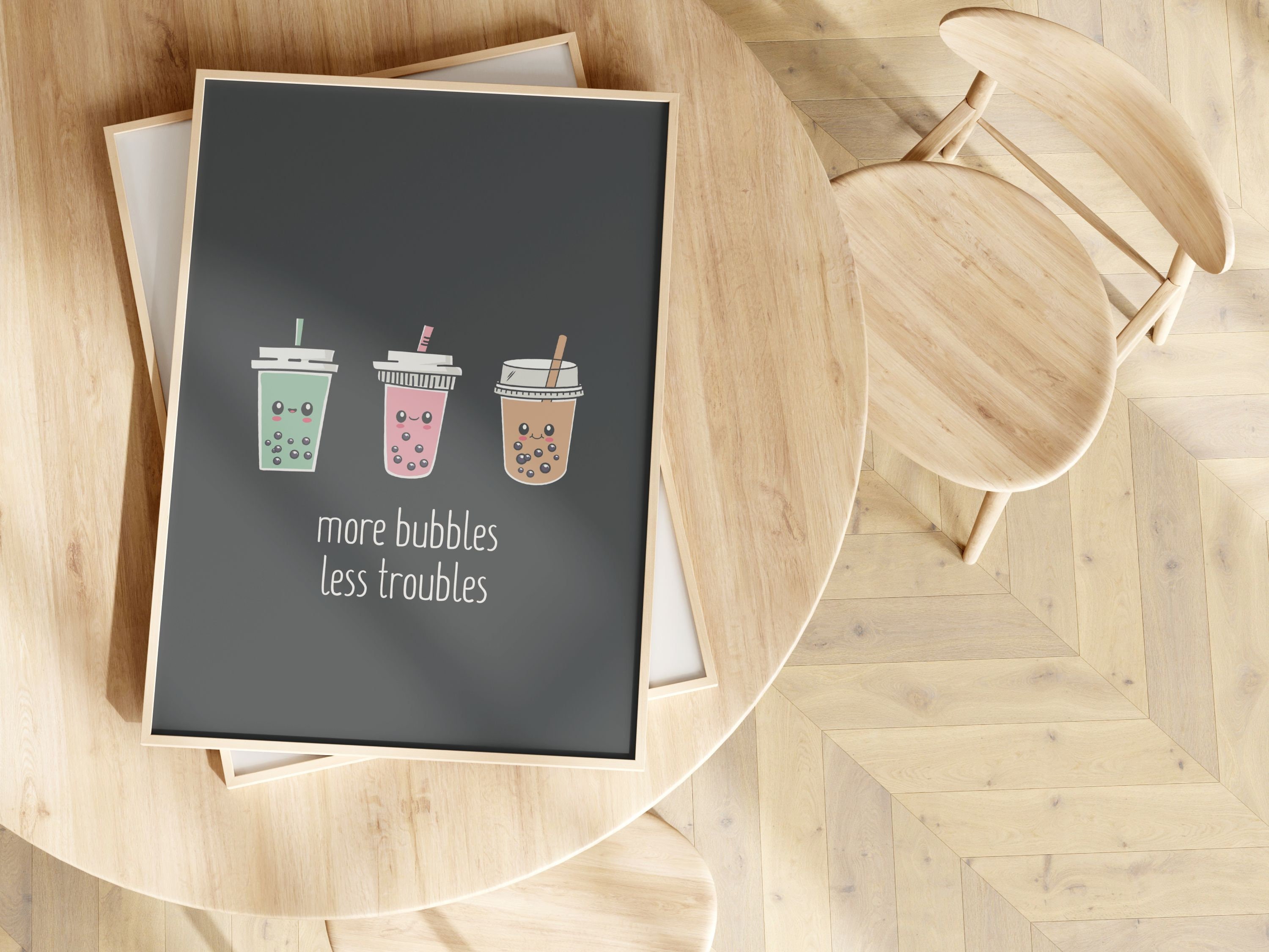 Bubble Tea Wall Art Printable, Kawaii Boba Tea Poster, More Bubbles ...