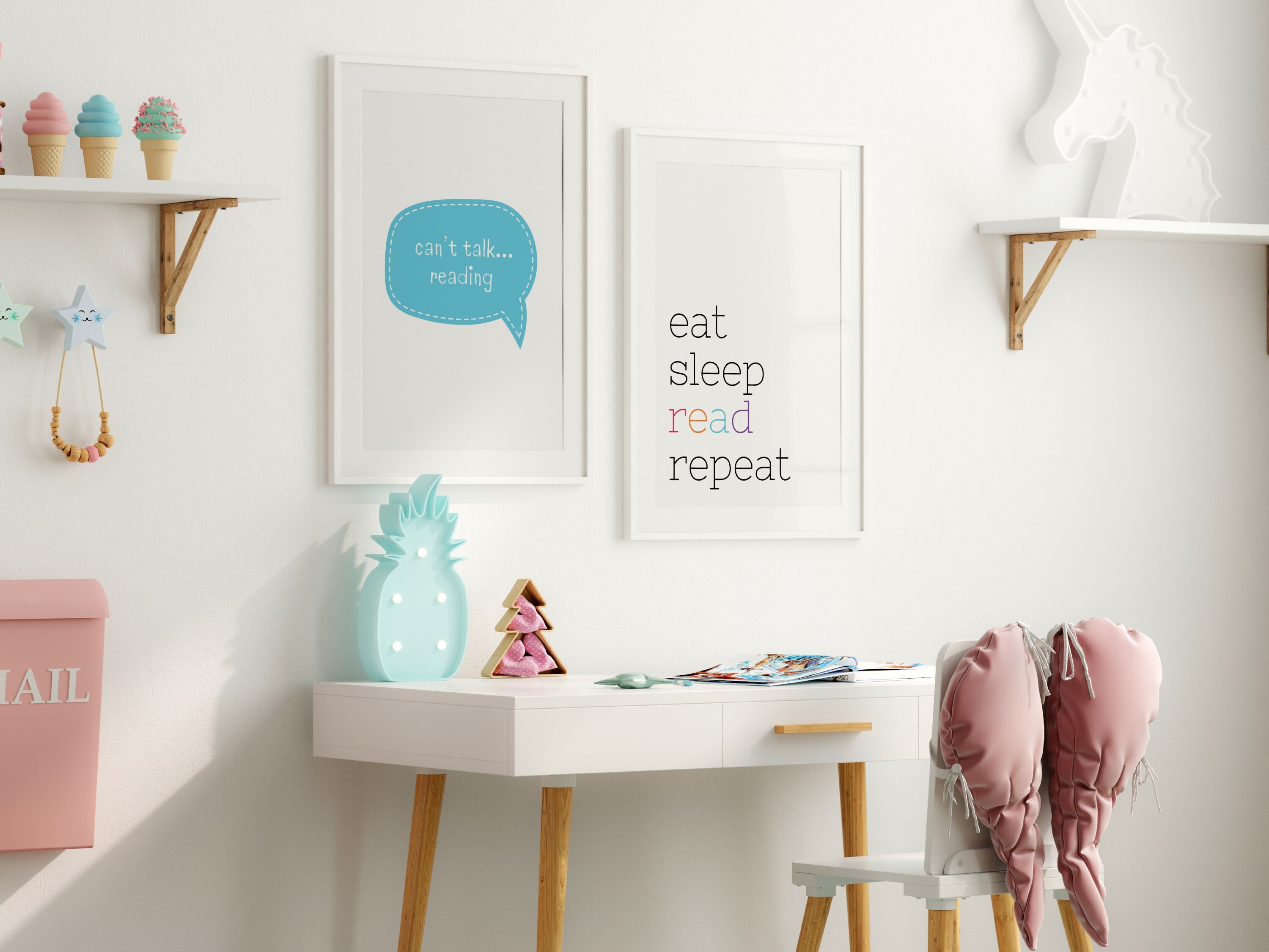 Book Nook Wall Art | Eat Sleep Read Repeat | Kids Reading Corner Gift ...