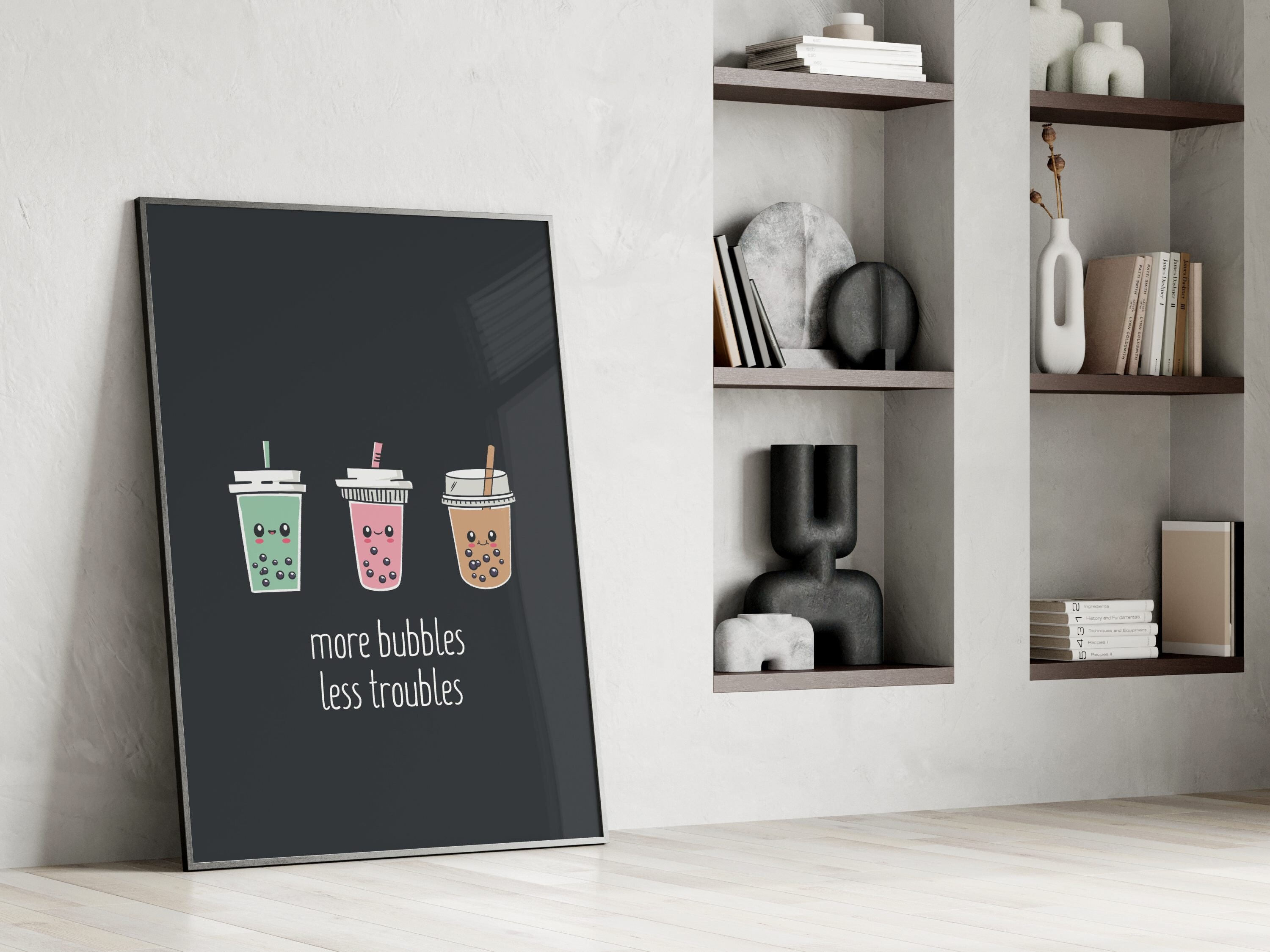 Bubble Tea Wall Art Printable, Kawaii Boba Tea Poster, More Bubbles ...