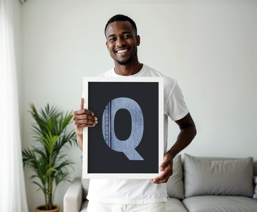 Letter Q Printable Wall Art, Guys Dorm Room Initial Print - Q Monogram ...