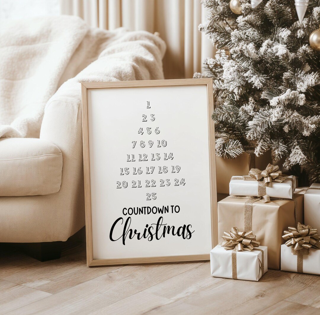 Christmas Countdown Printable Wall Art, Days Till Christmas, Advent ...