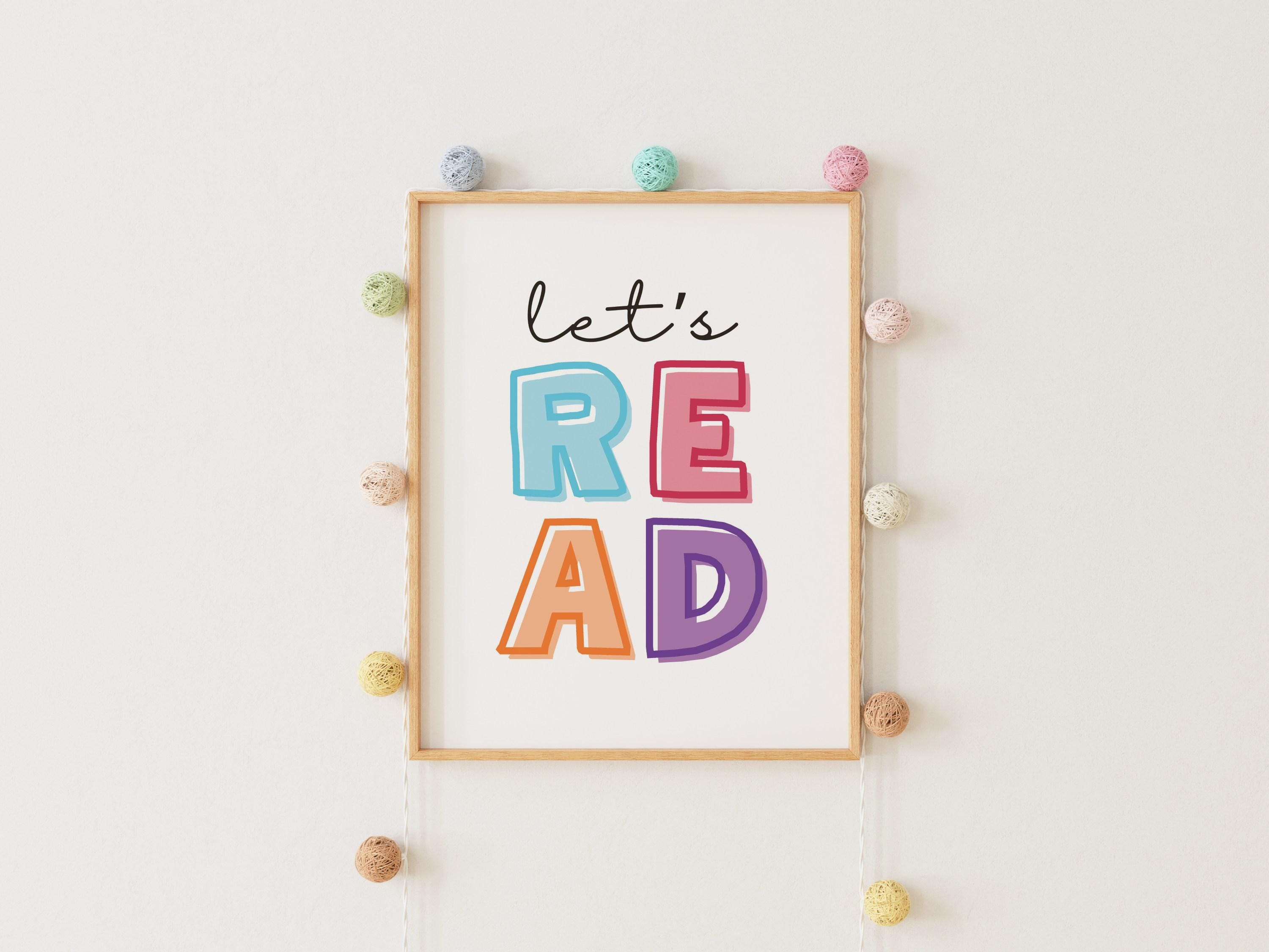 Lets Read Wall Art for Kids Book Nook Reading Corner Quote Playroom ...