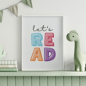 Lets Read Wall Art for Kids Book Nook Reading Corner Quote Playroom ...