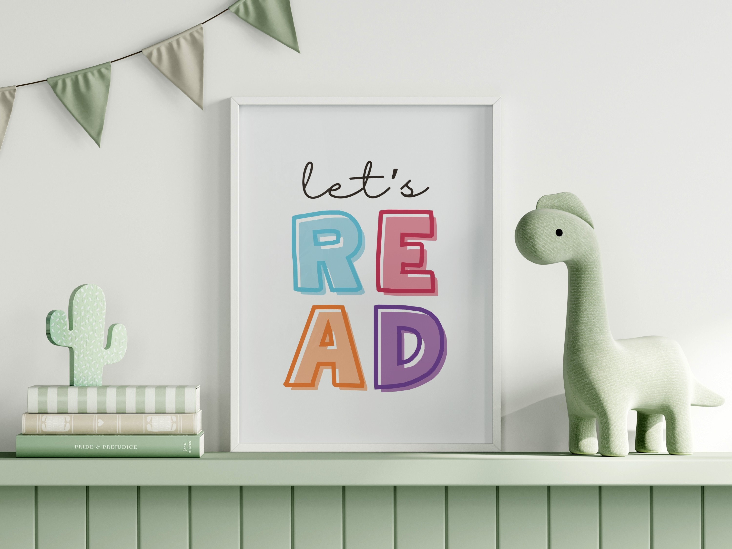 Lets Read Wall Art for Kids Book Nook Reading Corner Quote Playroom ...