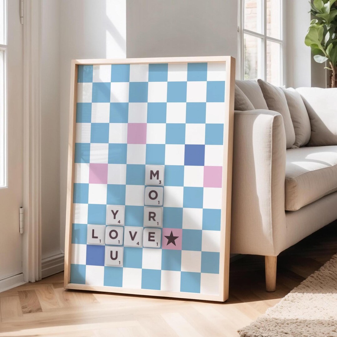 Love You More Print Scrabble Tiles Game Room Decor Trendy Bar Cart Art ...