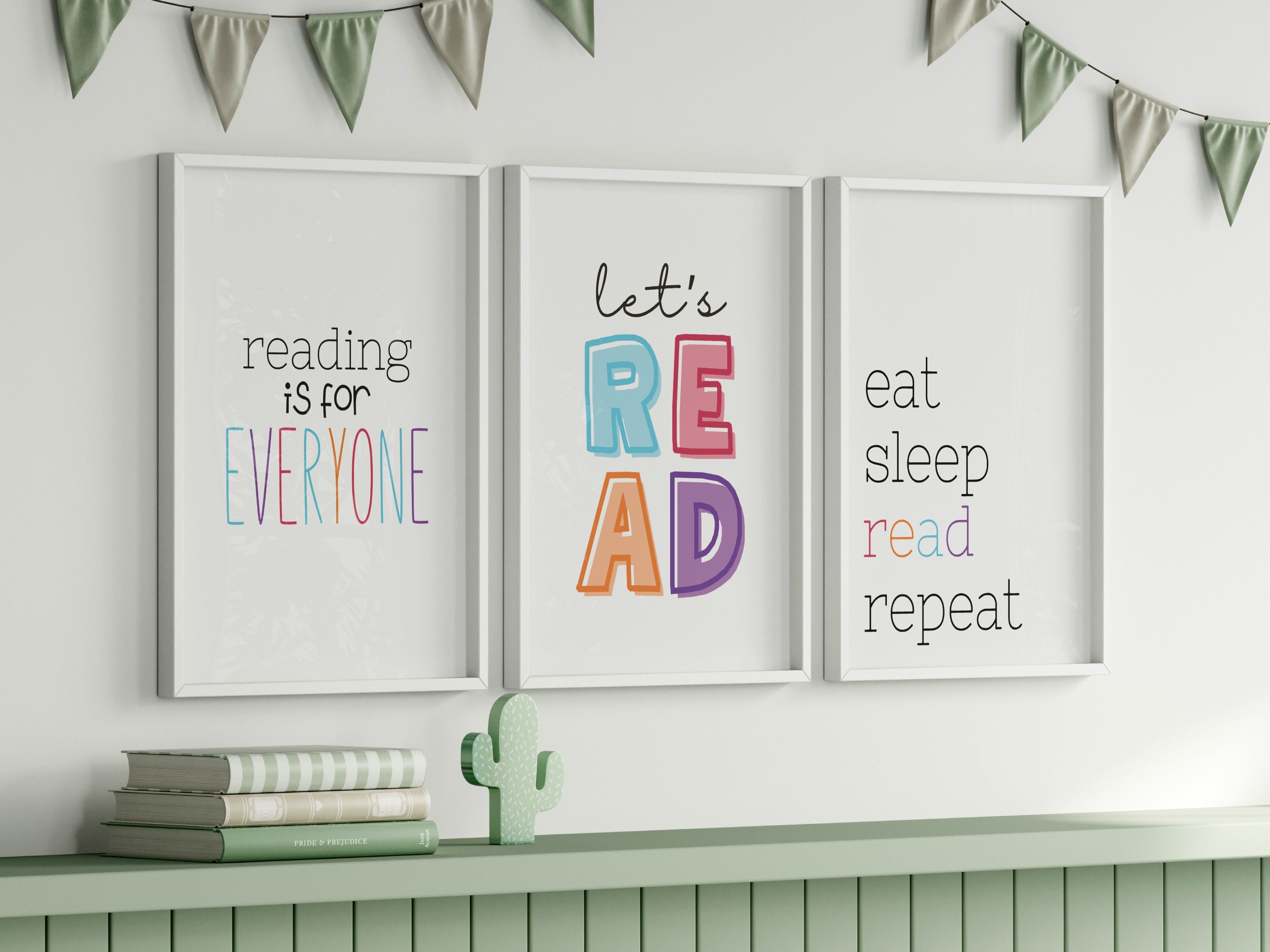 Kids Book Nook Set of 6 Prints, Reading Nook Wall Art, Reading Corner ...