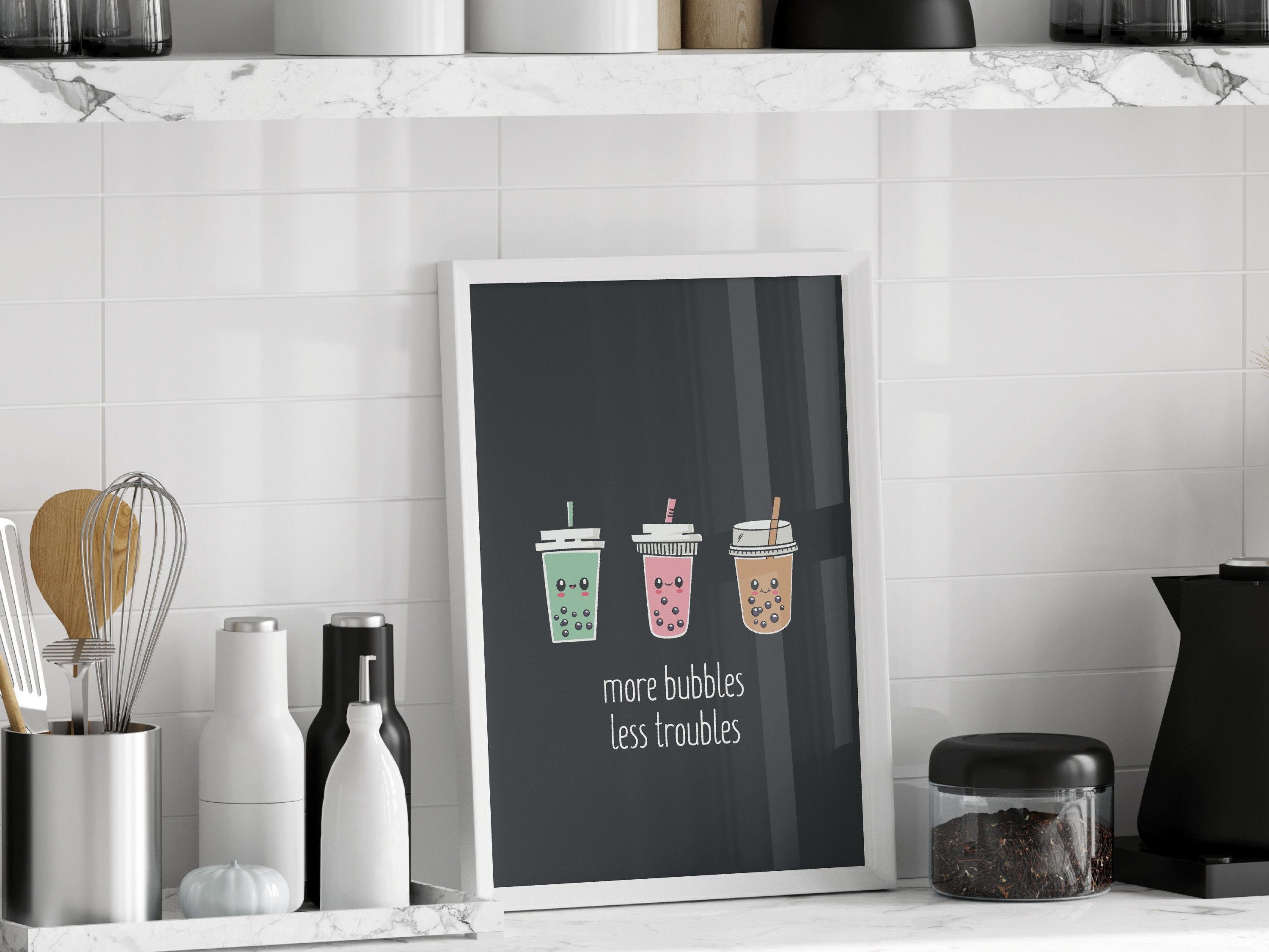 Bubble Tea Wall Art Printable, Kawaii Boba Tea Poster, More Bubbles ...