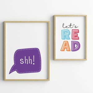 Lets Read Wall Art for Kids Book Nook Reading Corner Quote Playroom ...