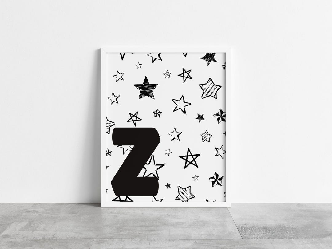 Letter Z Print, Single Letter Poster, Black and White, Z Poster ...