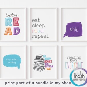 Book Nook Wall Art Eat Sleep Read Repeat Kids Reading Corner Gift ...