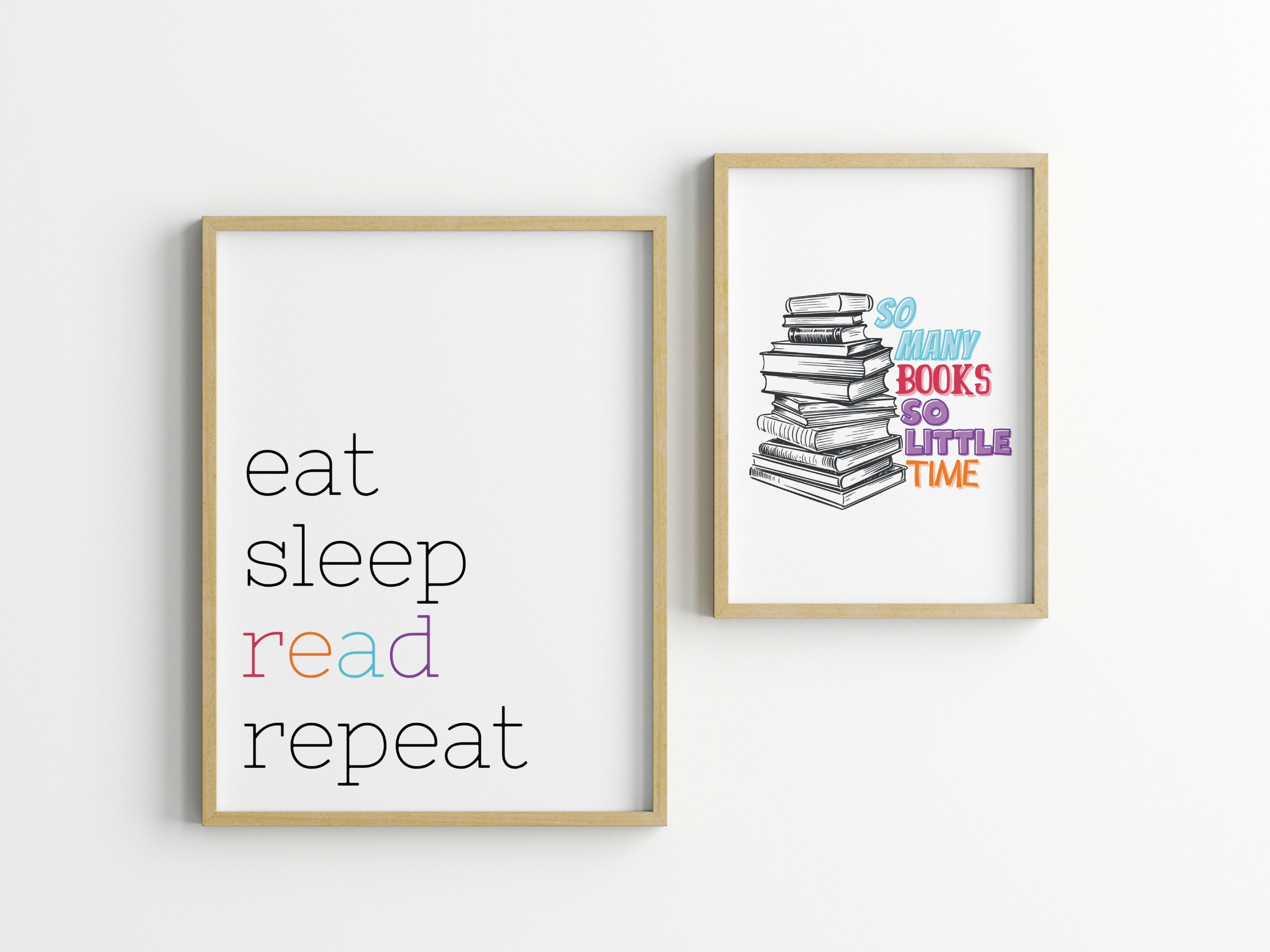 Book Nook Wall Art Eat Sleep Read Repeat Kids Reading Corner Gift ...