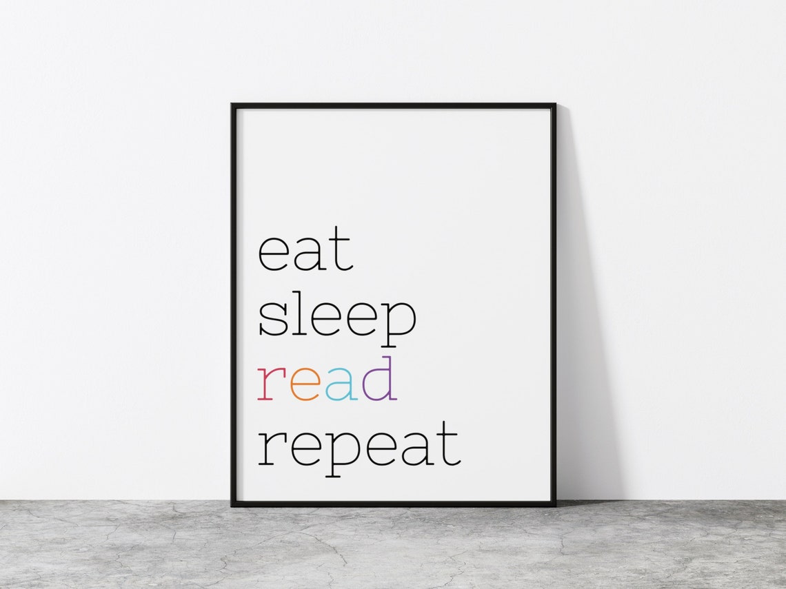 Book Nook Wall Art Eat Sleep Read Repeat Kids Reading Corner Gift ...
