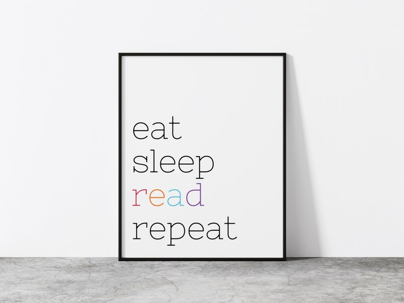 Book Nook Wall Art Eat Sleep Read Repeat Kids Reading Corner Gift ...
