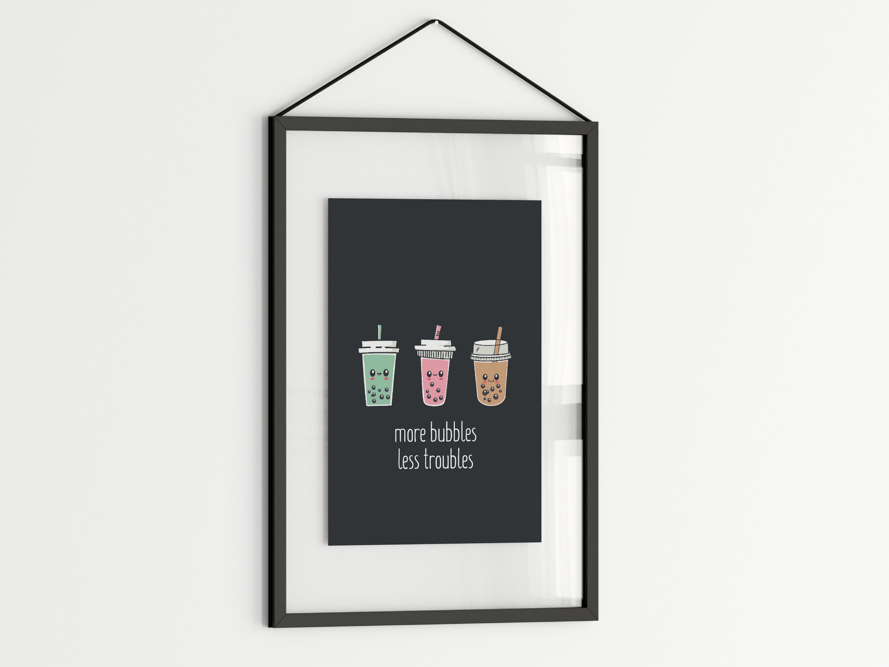 Bubble Tea Wall Art Printable, Kawaii Boba Tea Poster, More Bubbles ...