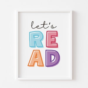 Lets Read Wall Art for Kids Book Nook Reading Corner Quote Playroom ...
