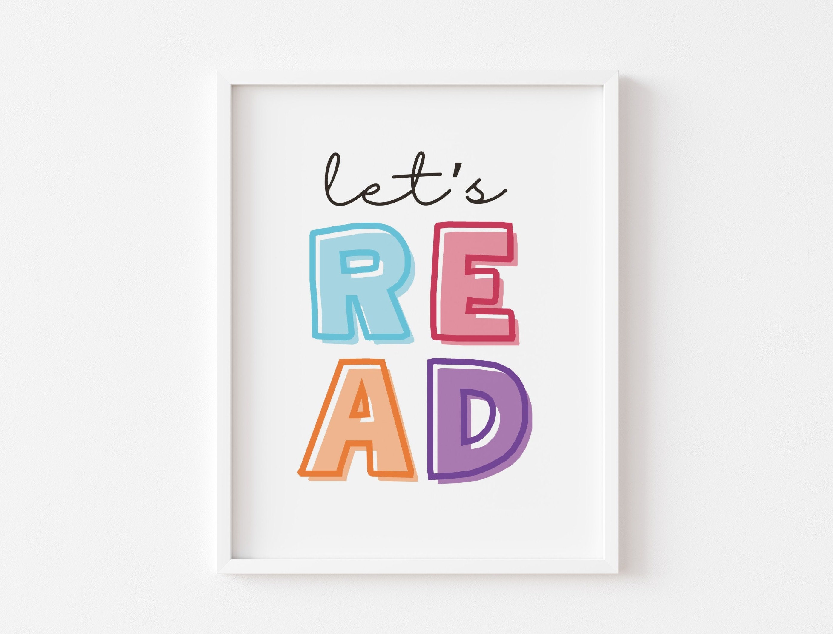 Lets Read Wall Art for Kids Book Nook Reading Corner Quote Playroom ...