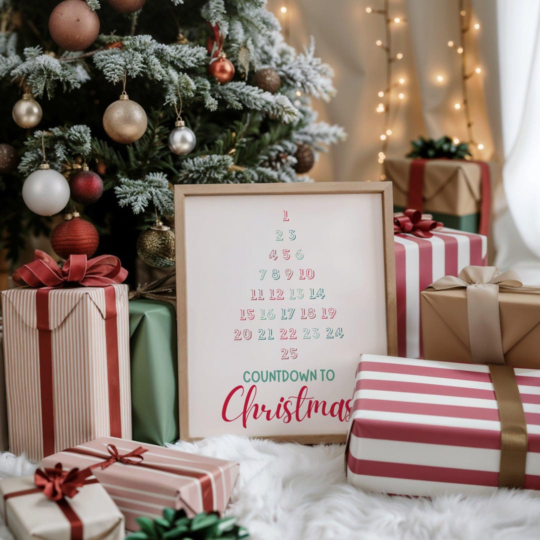 Christmas Countdown Printable, Days Till Christmas, Countdown to Santa ...
