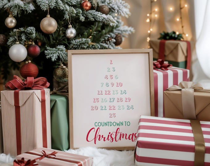 Christmas Countdown Printable, Days Till Christmas, Countdown to Santa ...