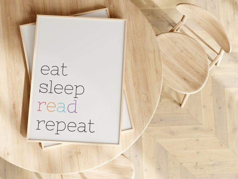 Book Nook Wall Art | Eat Sleep Read Repeat | Kids Reading Corner Gift ...
