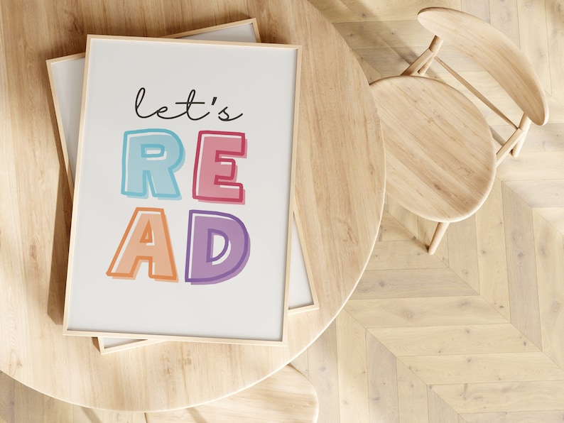 Let’s Read Wall Art for Kids | Book Nook | Reading Corner Quote ...