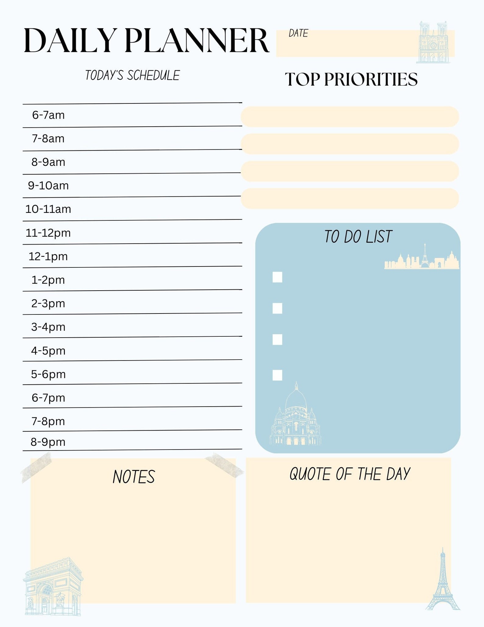 Digital Daily Planner, Parisian Planner, Paris Planner, Printable ...