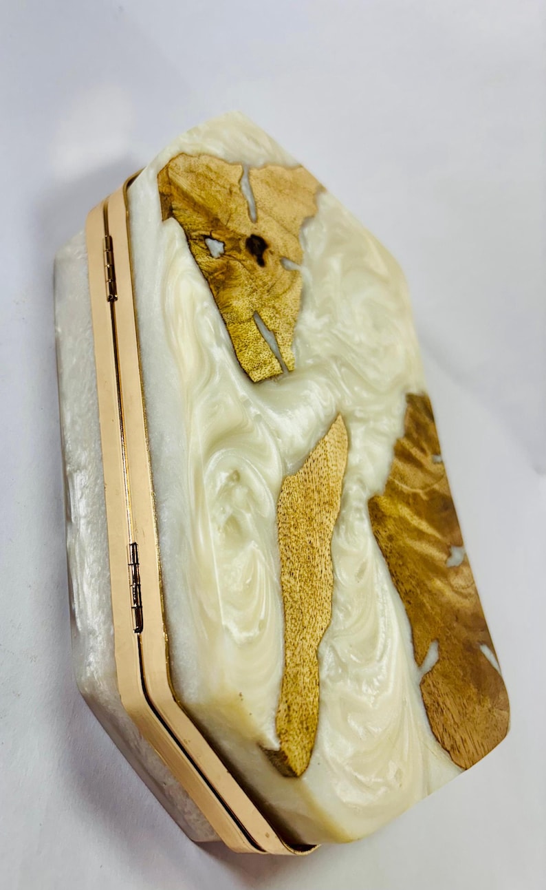Epoxy Resin Wood Clutch Handbag, Luxury Statement Purse for Weddings ...