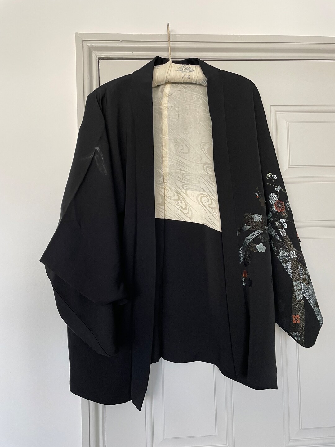 Vintage 1970s Reworked Black Kimono With Japanese Style Embroidery - Etsy
