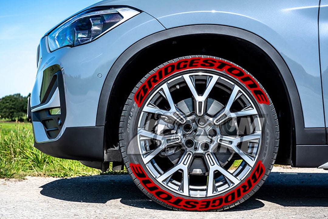 Tire Lettering Black Red Bridgestone Permanent Tire Stickers 1'' 8 Pcs ...
