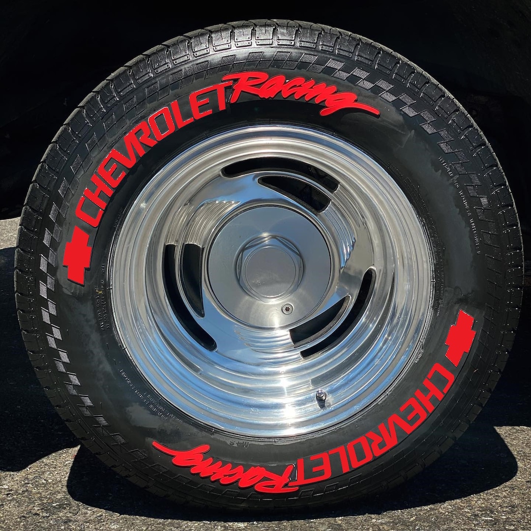 Tire Lettering Chevrolet Racing Full Red Permanent Tire Stickers 1'' 8 ...