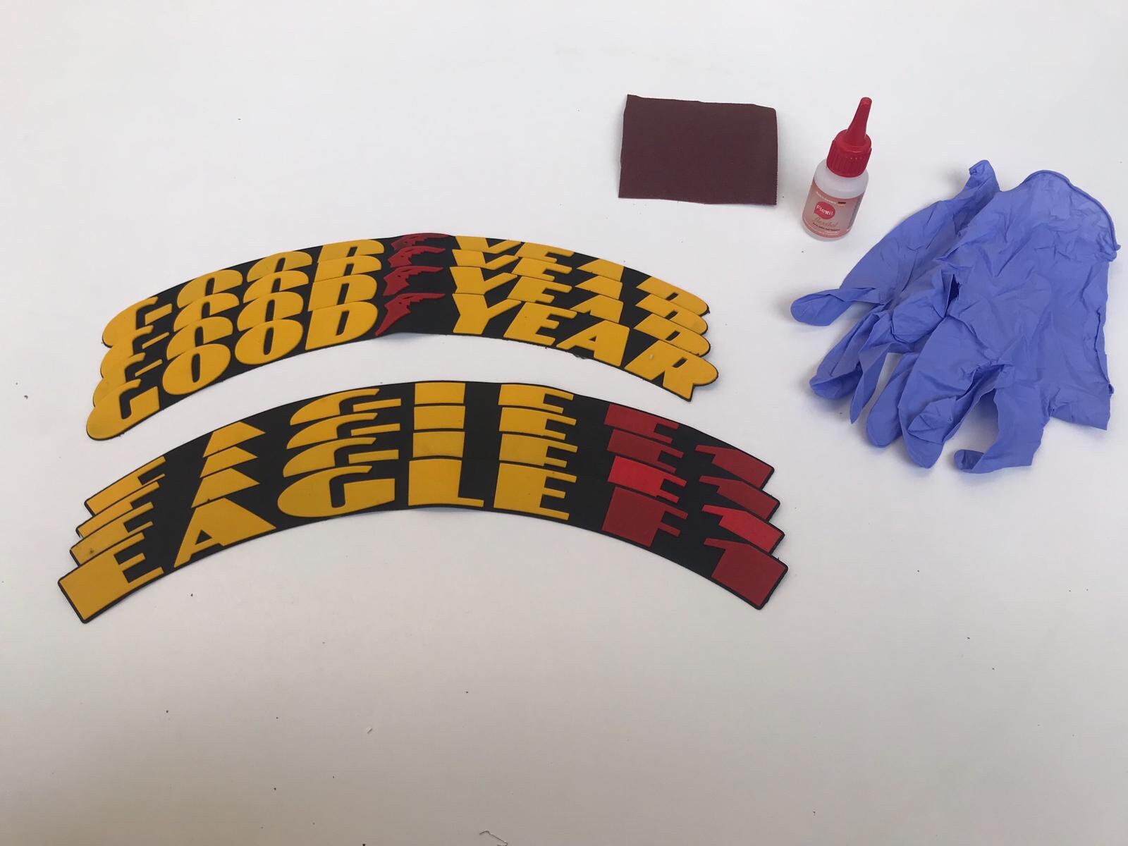 Tire Lettering Yellow Goodyear Eagle Permanent Tire Stickers 1'' 8 Pcs ...