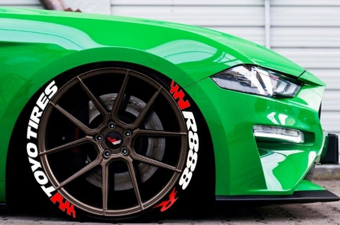 Tire Lettering Toyo Tires R888R Red Flag Permanent Tire Stickers 1'' 8 ...