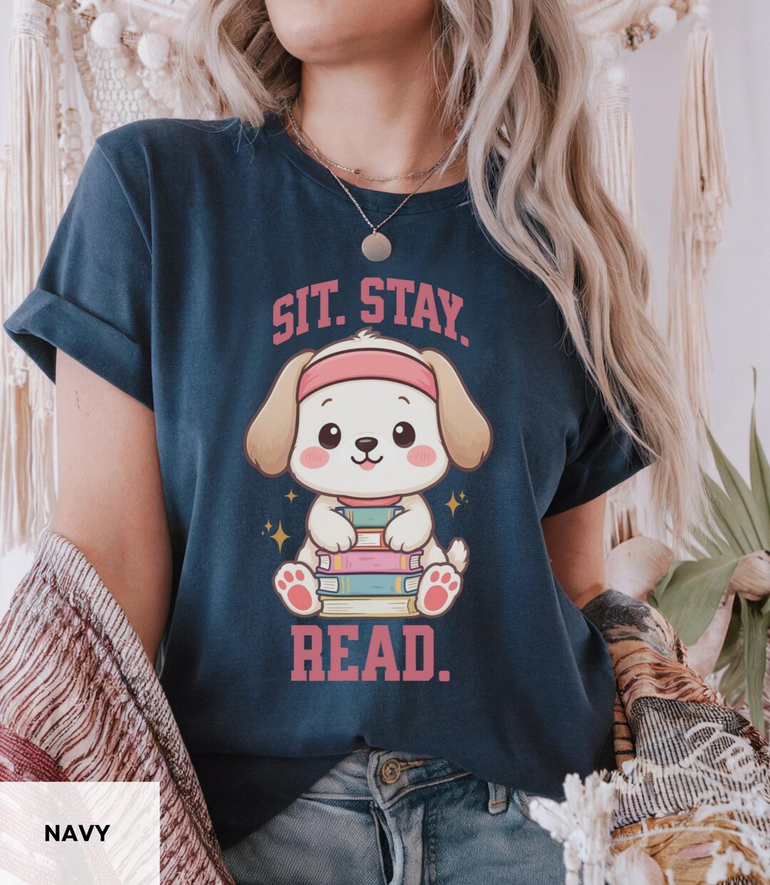 Dog Book Pun T-shirt, Sit Stay Read Tee, Bookworm Gift - Etsy
