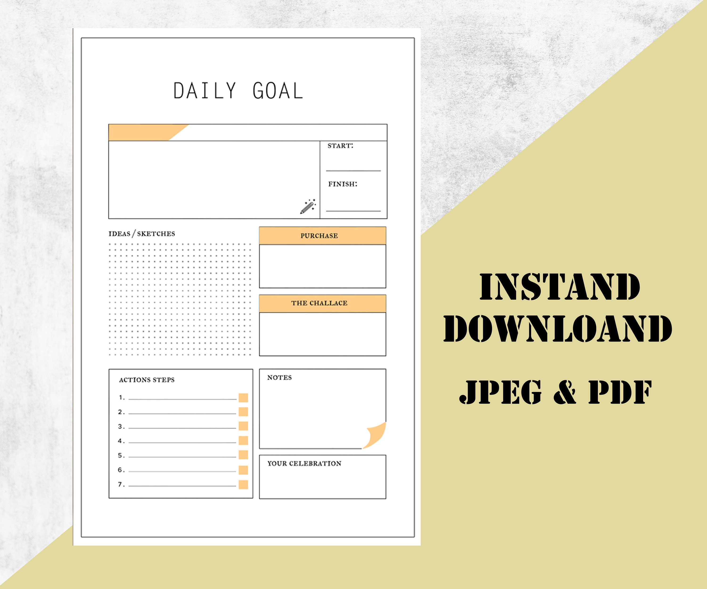Printable Daily Goal Planner , Daily Goal Printable, Life Goal, Fitness ...