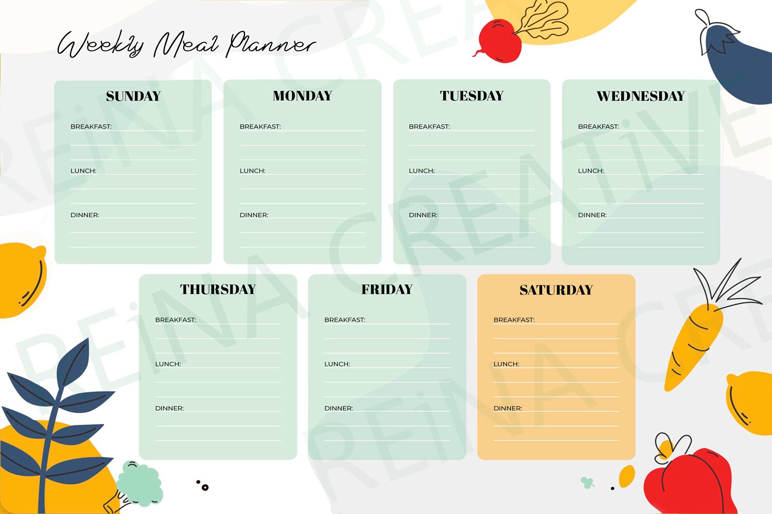 Printable Menu Download and Weekly Menu Planner Template | Grocery List ...