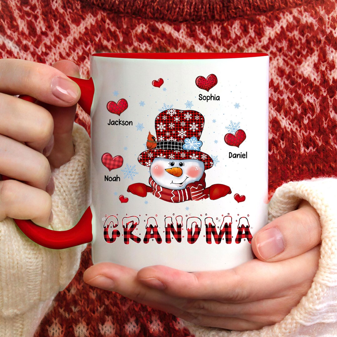 Personalized Grandma Mug, Christmas Grandma Mugs, Snowman Coffee Cup ...