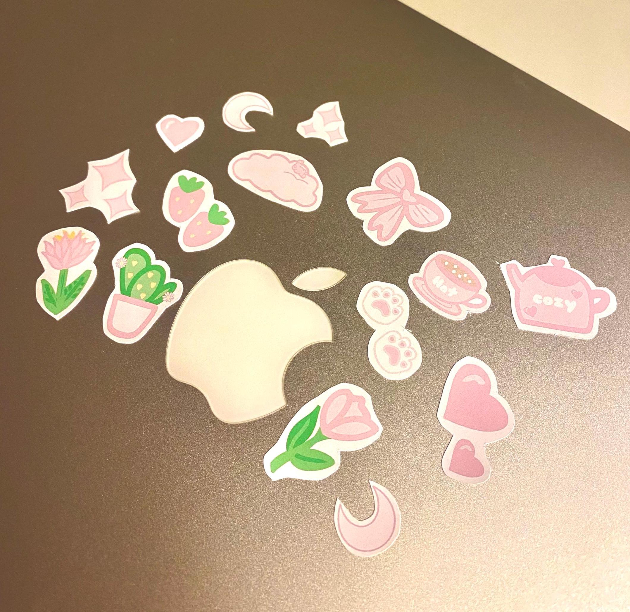 Cute Pink Girly Kawaii Themed Sticker Sheet for Laptops, Covers ...