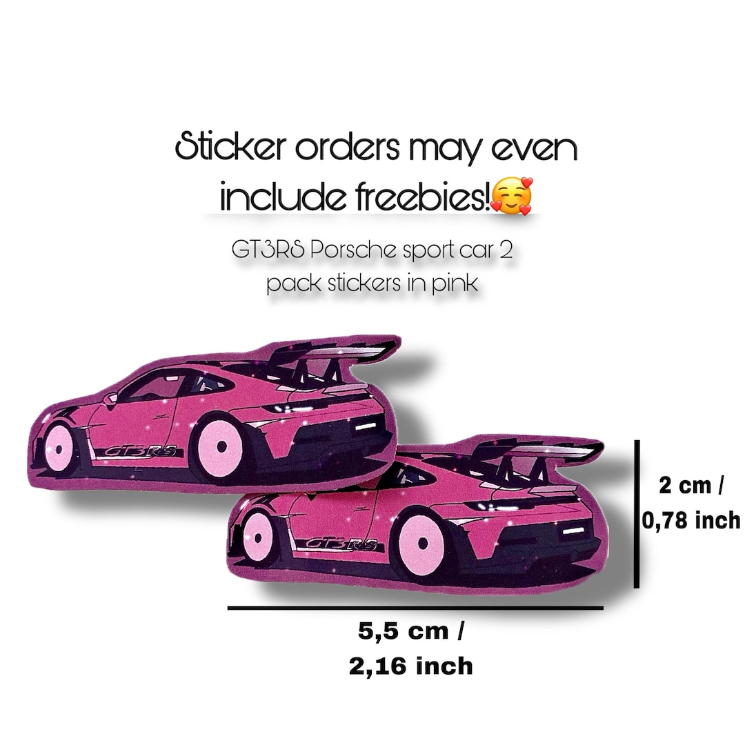 Aesthetic Pink Y2k Gt3rs Porsche Sport Car 2 Stickers Pack for ...