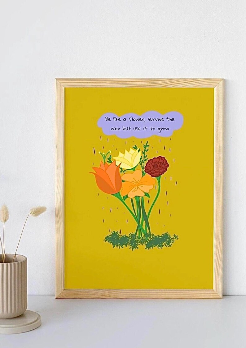 Digital Download Flower Bucket Art Printable Piece With Motivational ...