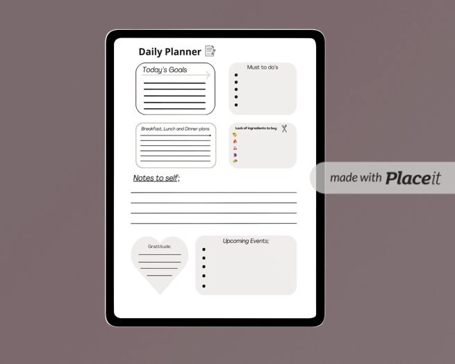 One Page Instant Download, Digital Planner, Digital Schedule, Daily ...