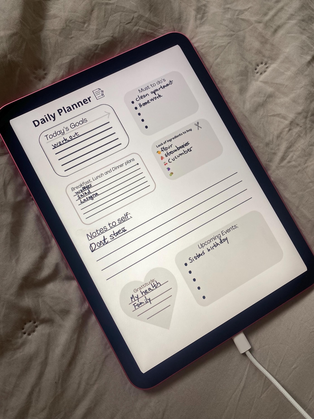One Page Instant Download, Digital Planner, Digital Schedule, Daily ...