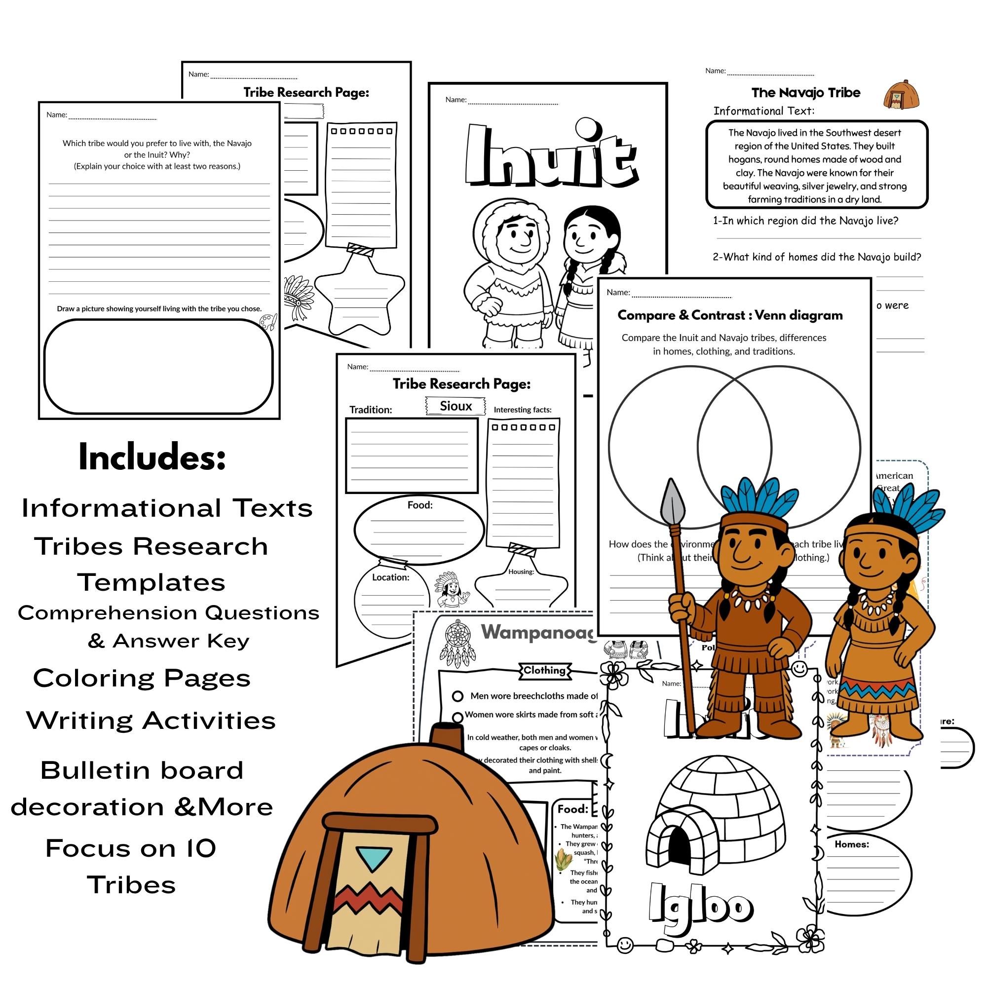 Native American Tribes Informational Text Activities Printable Research ...