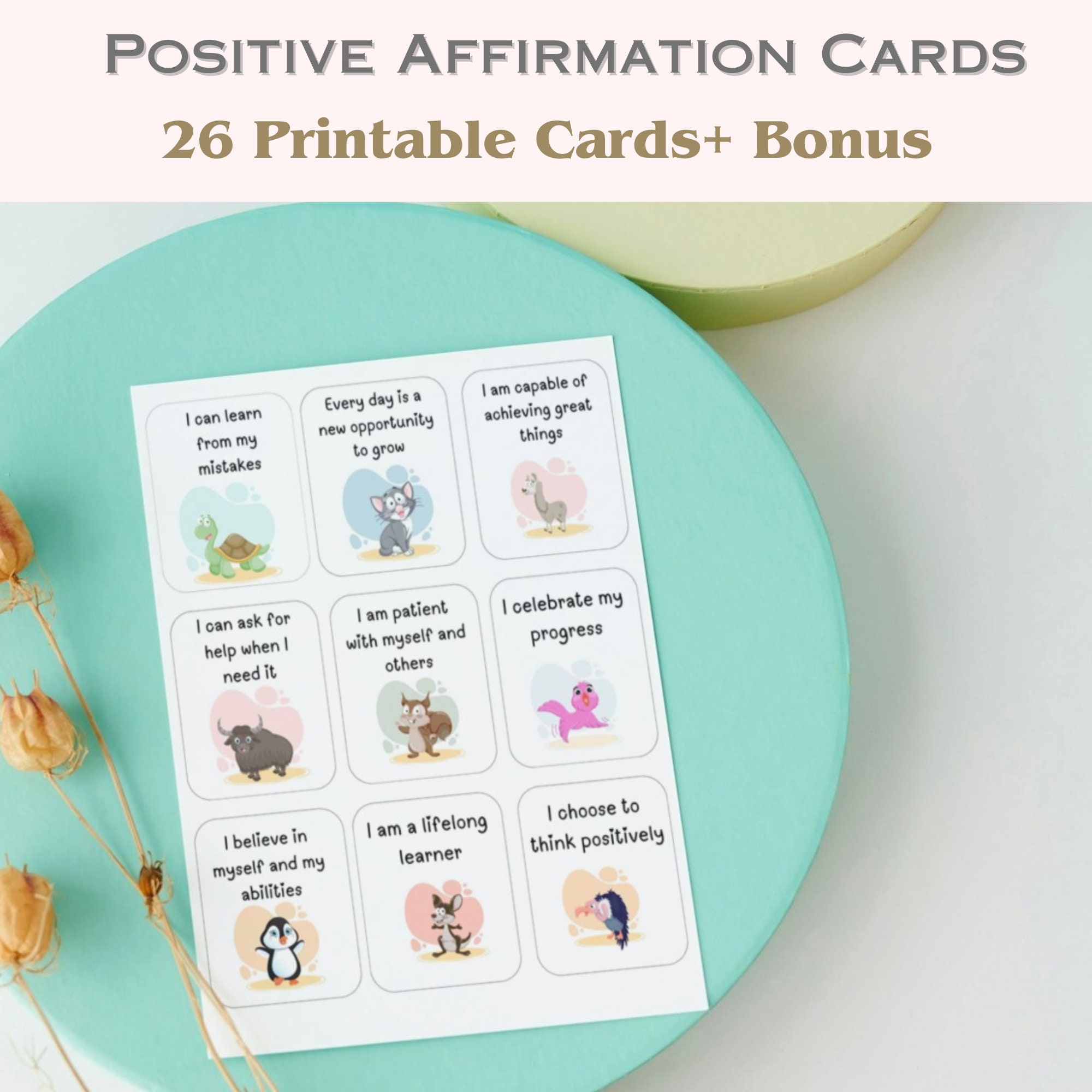 Positive Affirmation Cards for Kids Printable Children's Positive Cards ...