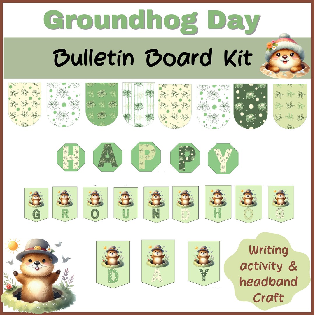 Groundhog Day Themed Bulletin Board Printable Winter Bulletin Board Kit ...